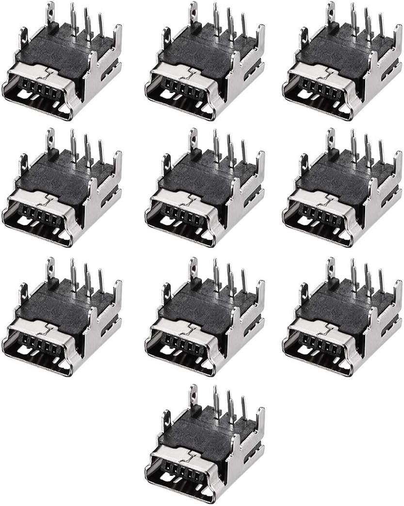 Amazon.com: uxcell 10 Pcs 5 Pin PCB Mount Micro B USB Female SMT ...