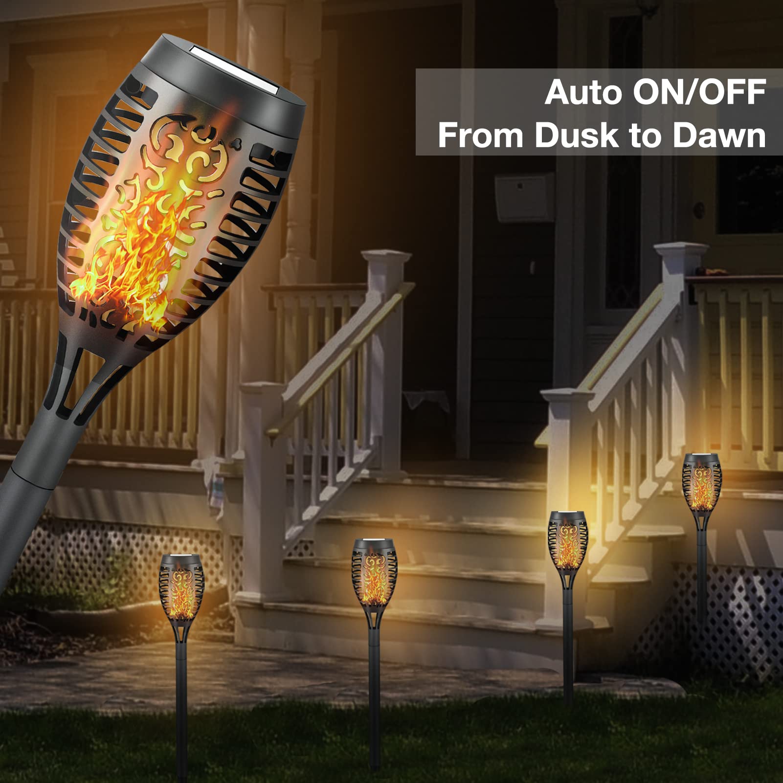 (similar) Liveasily 4 Pack Led Solar Torch Light with Flickering Flame ...
