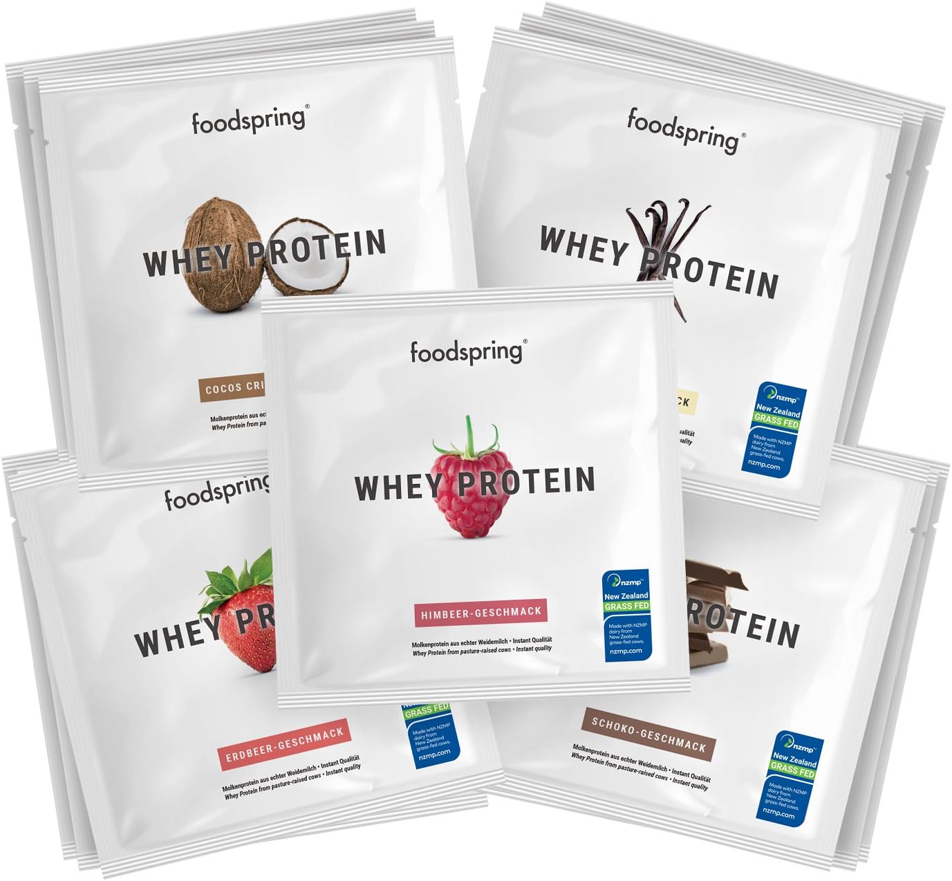 foodspring Whey Protein Pulver, 15er Probierpaket (15x30g ...