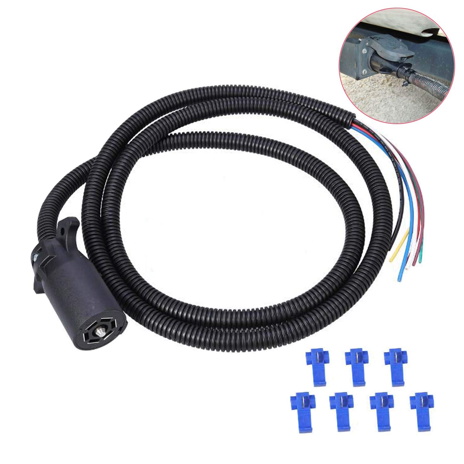 Buy COROTC 7 Way Trailer Adapter, 7 Pin Flat Blade Trailer Connector, 7 ...