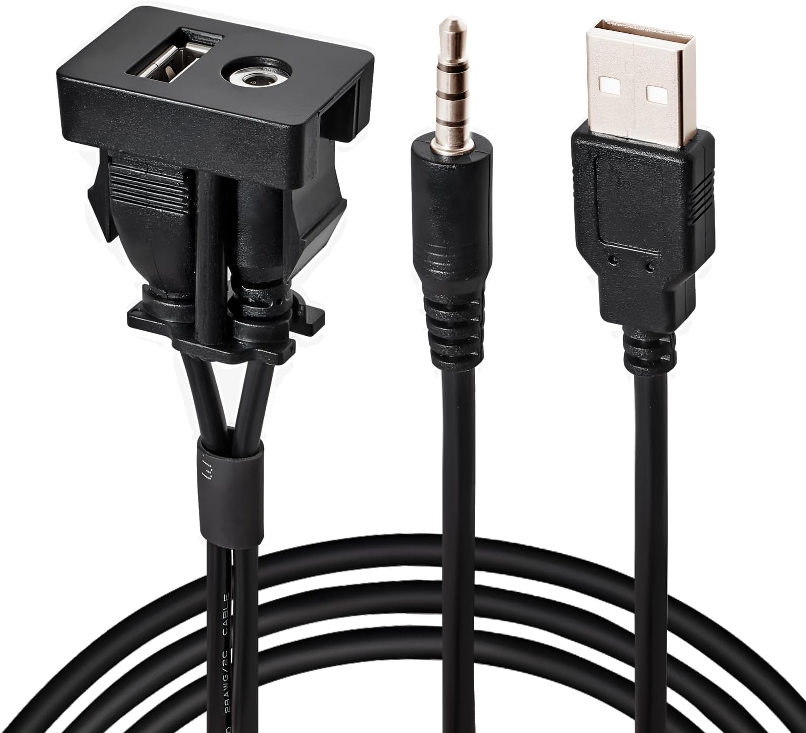 Amazon.com: Universal Auto USB Extension Cable Dashboard Flush Mount ...