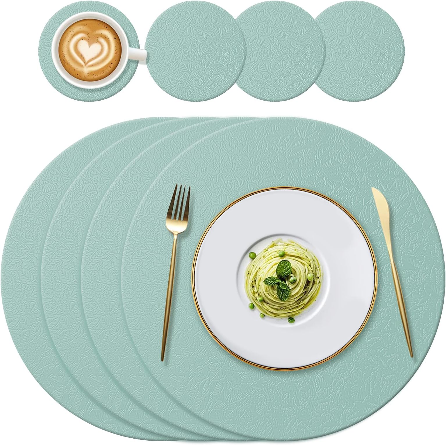 Set of 6 “Helena” table mats (turquoise) : Amazon.co.uk: Home & Kitchen