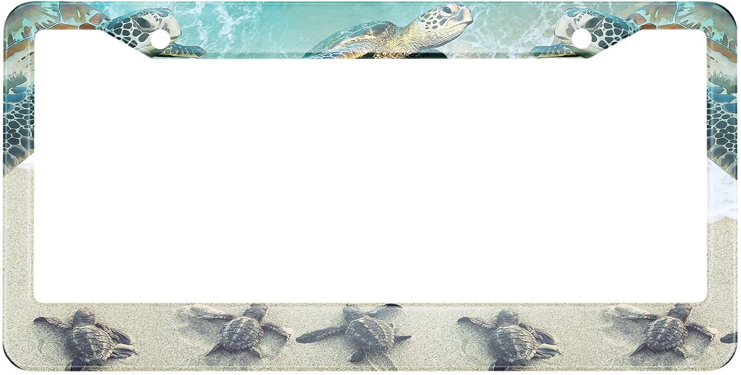 Amazon.com: HOSNYE Sea Turtle License Plate Frame Beach and Ocean Metal ...