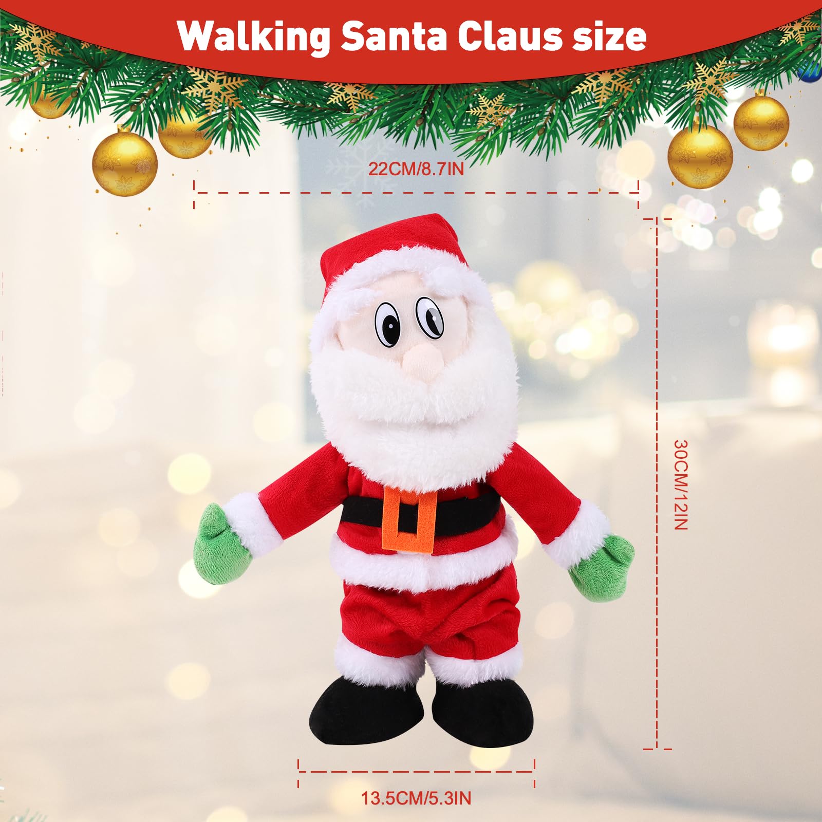 Long Yoga Mats 12 Inch Dancing Santa Claus Toy - Animated Singing Santa ...