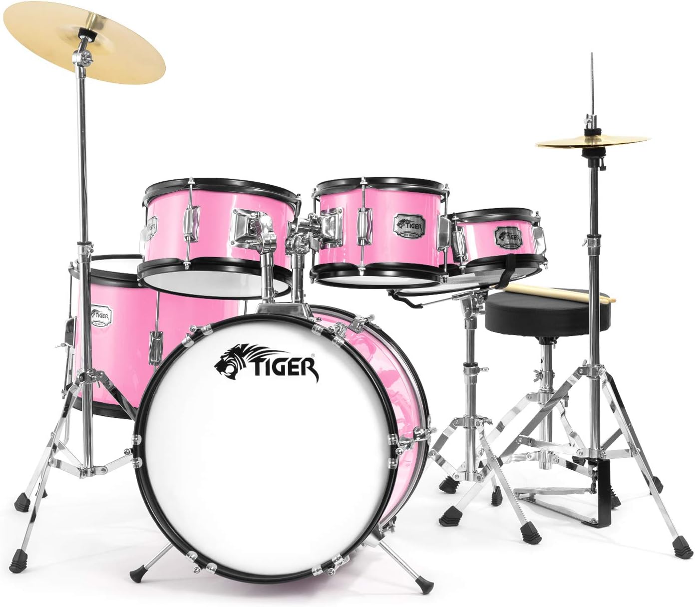 TIGER JDS7-PK Junior Kids Drum Kit 3-Piece Beginners Childrens Drum Set ...