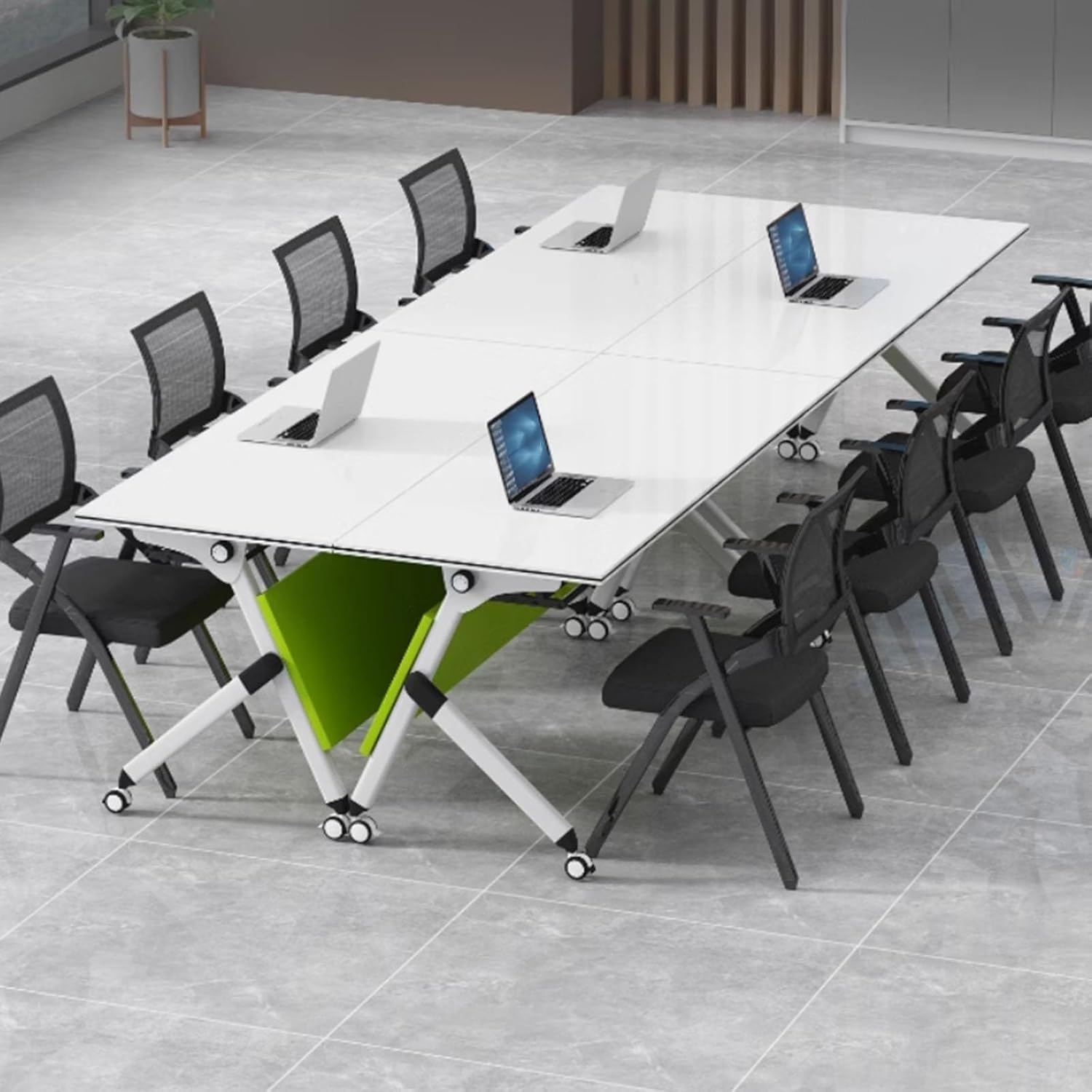 AYMIXEM 4 Pack Foldable Wood Conference Tables Lockable Mobile Modern ...