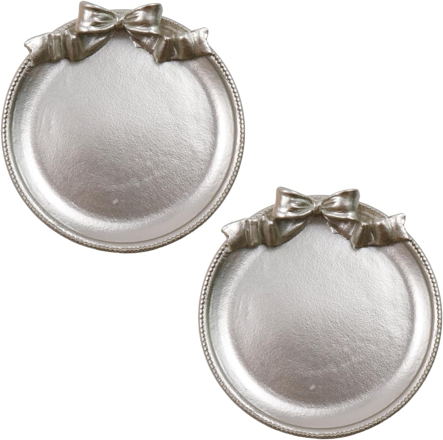 Amazon.com: Semetall 2Pcs Vintage Silver Tray Decorative,Round Decor ...