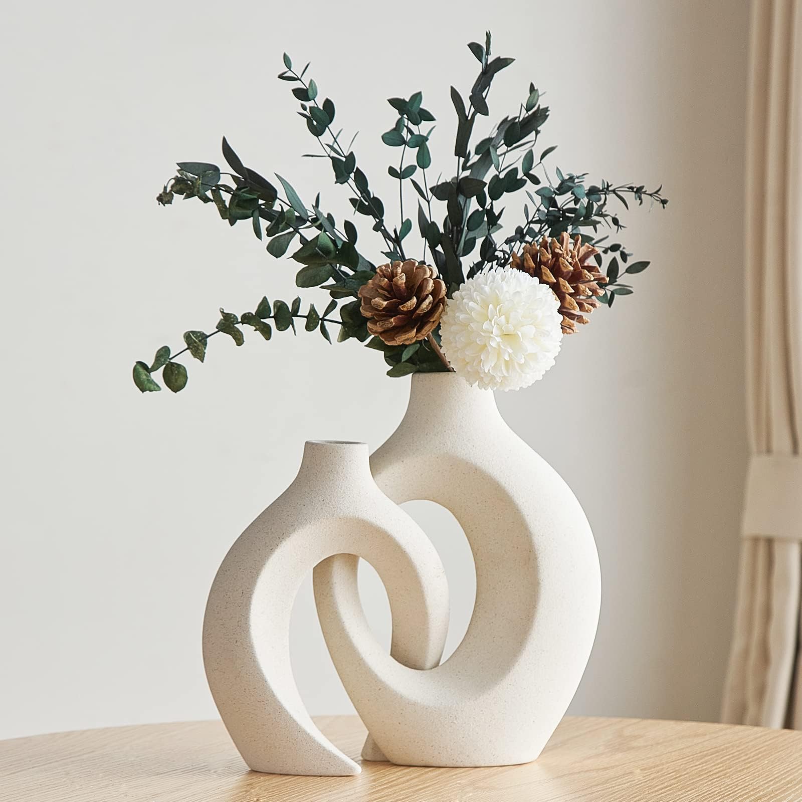 Amazon.com: White Ceramic Vase Set of 2 for Modern Home Decor ...
