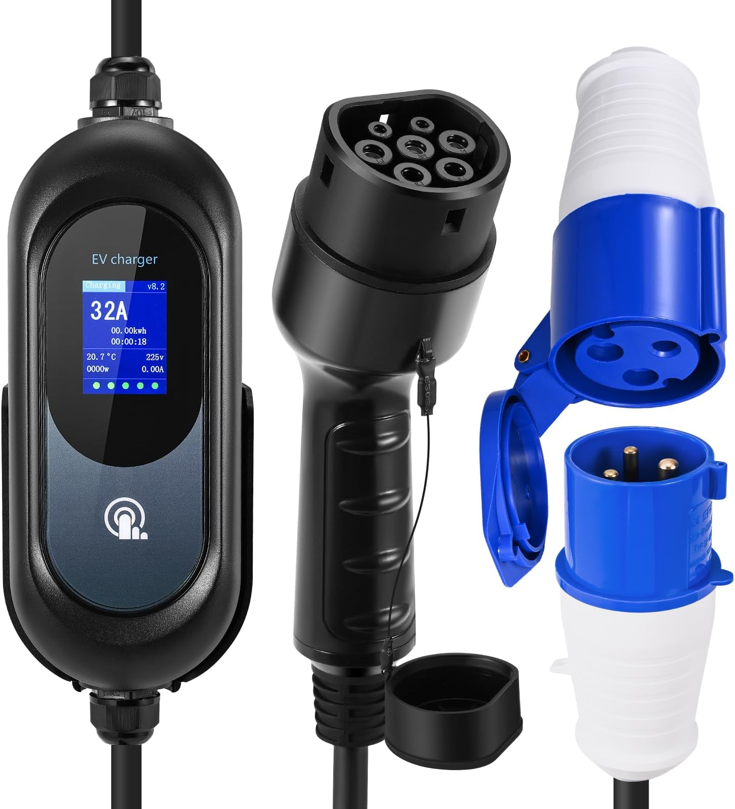 EVJUICION Chargeur Type 2 programmé avec écran 8-16A 7KW, Chargeur ...