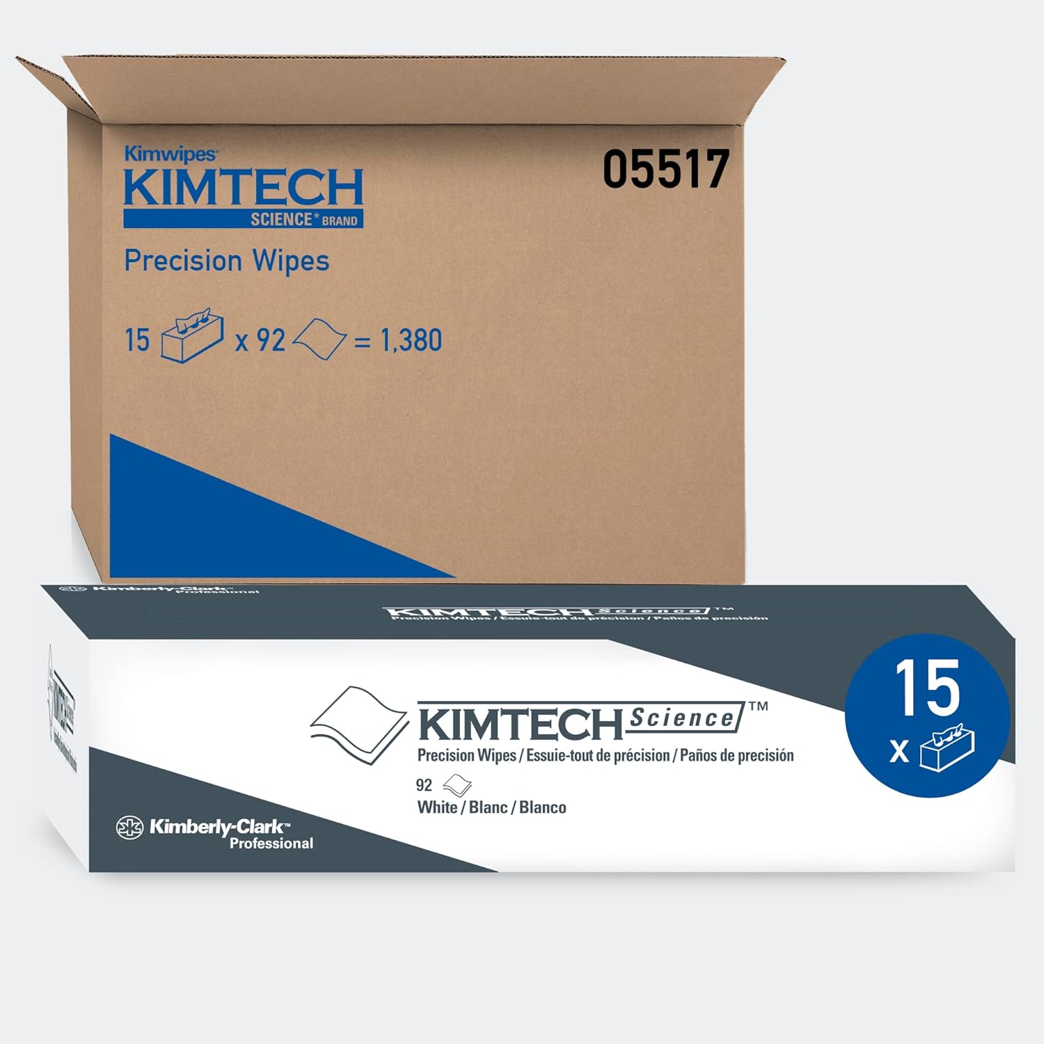 Kimtech 05517 Precision Wipers, POP-UP Box, 2-Ply, 14.7 x 16.6, White ...