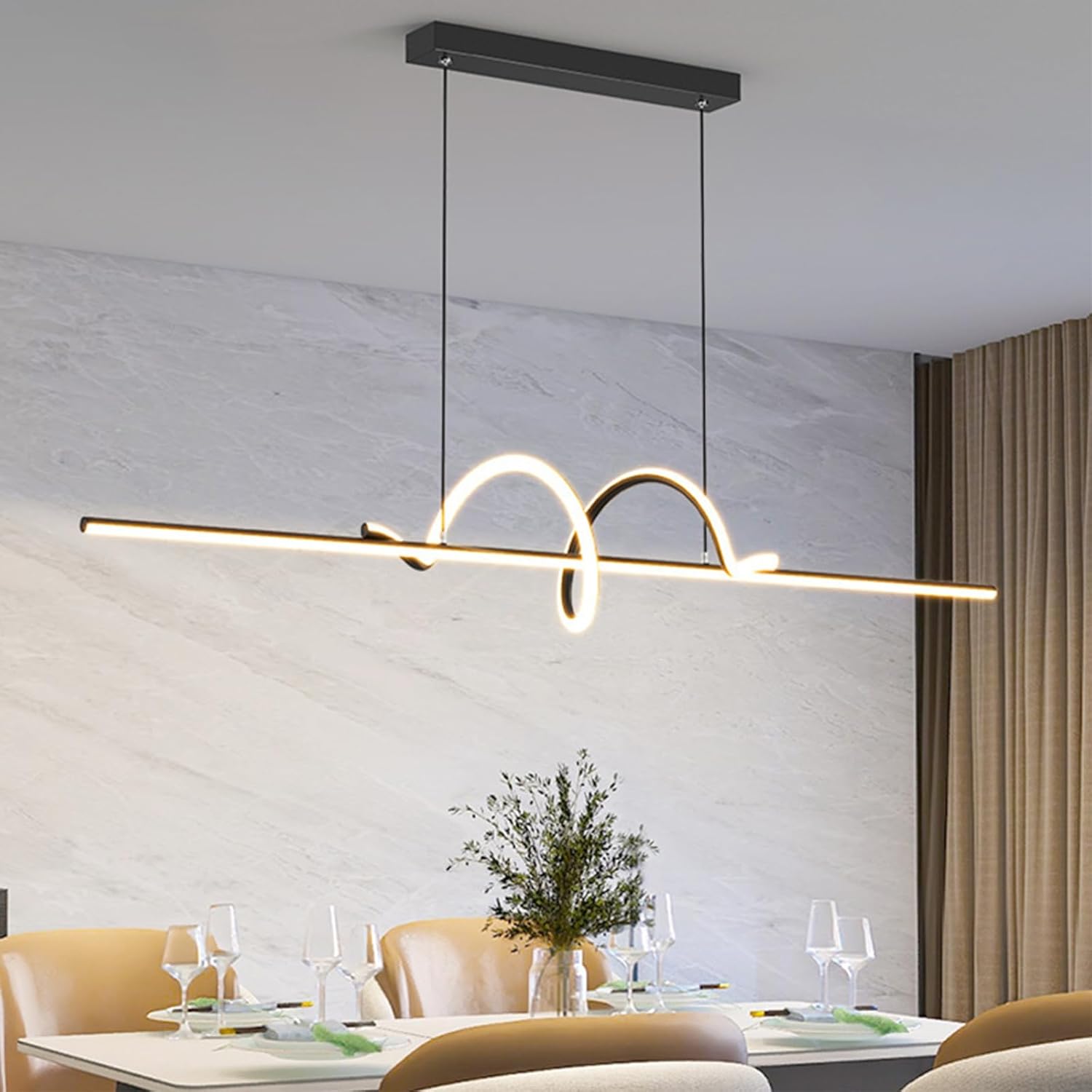 Luminária pendente moderna de LED para sala de jantar, luz suspensa ...