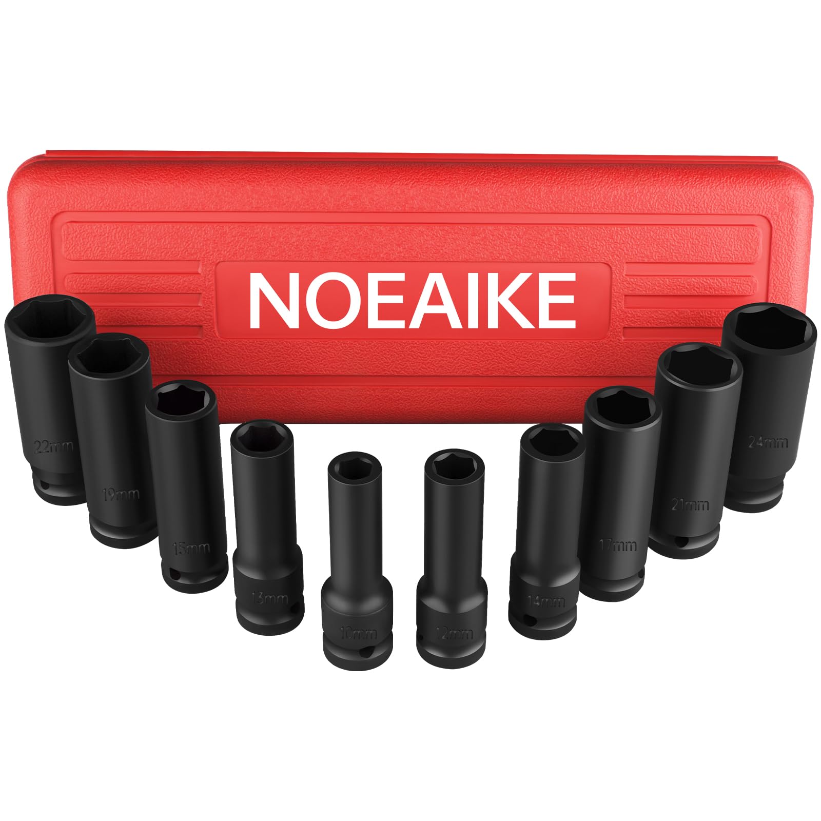 NOEAIKE Socket Set,10 Pcs 1/2-Inch Drive Metric Deep Impact Socket Set ...