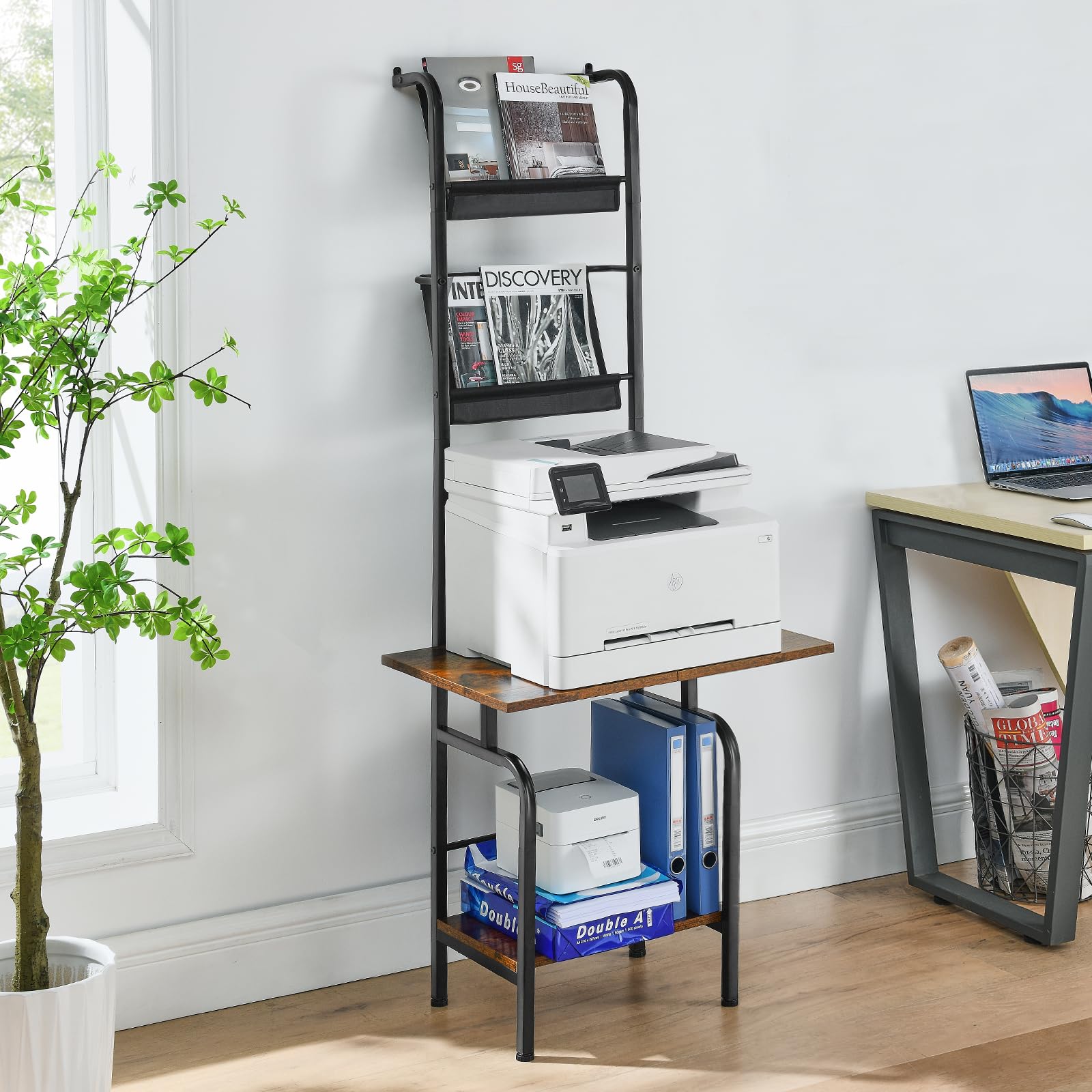 Large Printer Stand with Storage, 23.6"x15.8" Heavy Duty Printer Table ...