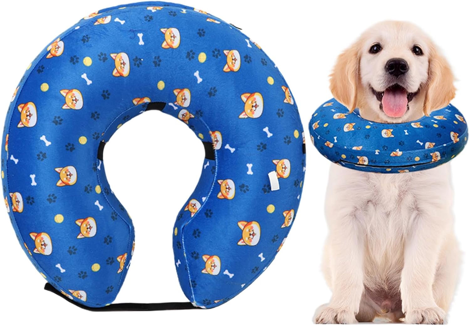 Inflatable Recovery Cone ? Soft Adjustable Collar for Dogs Cats | Anti ...