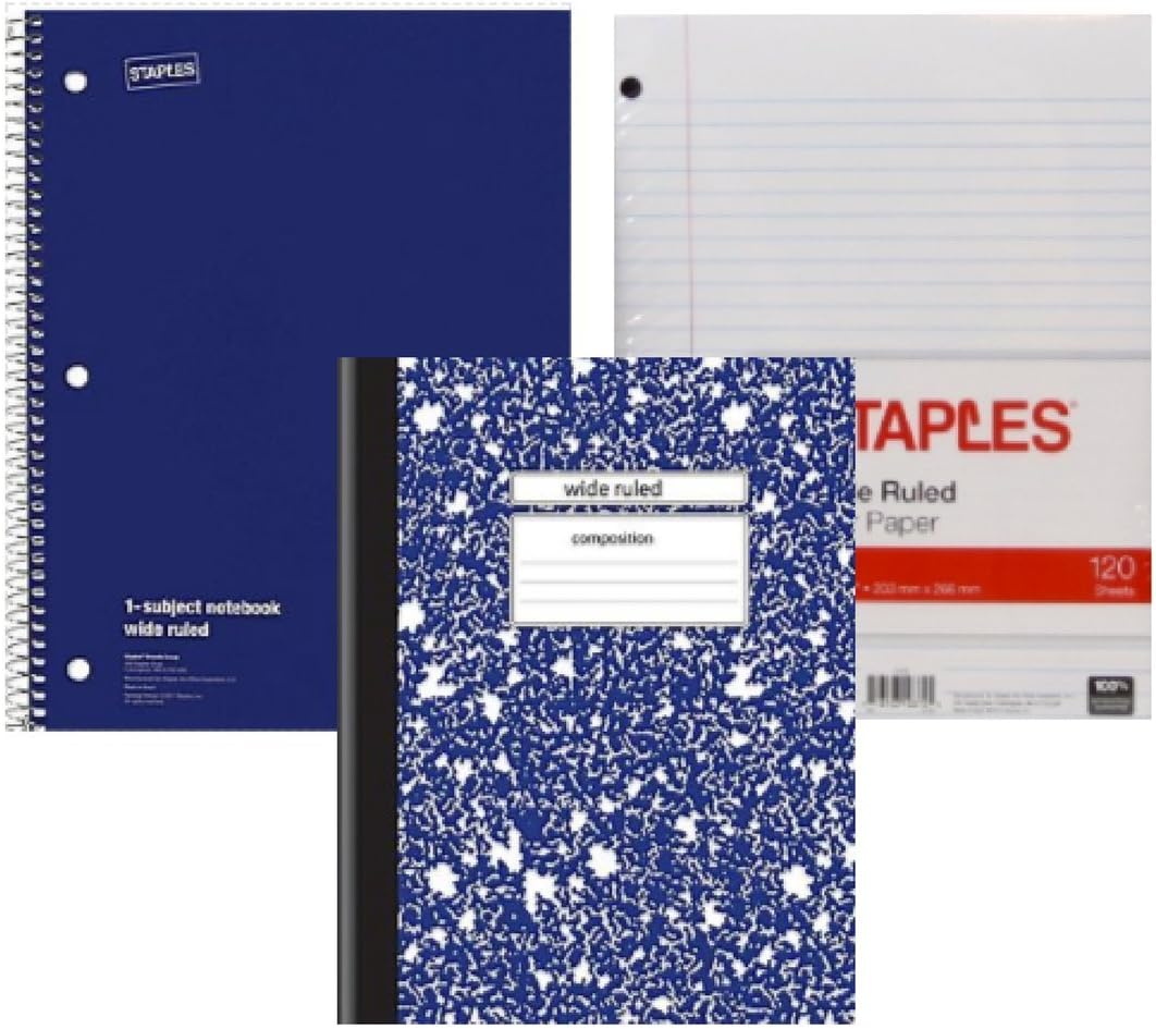 Amazon.com : Staples Wide Ruled Spiral Notebook, Composition Book, and ...