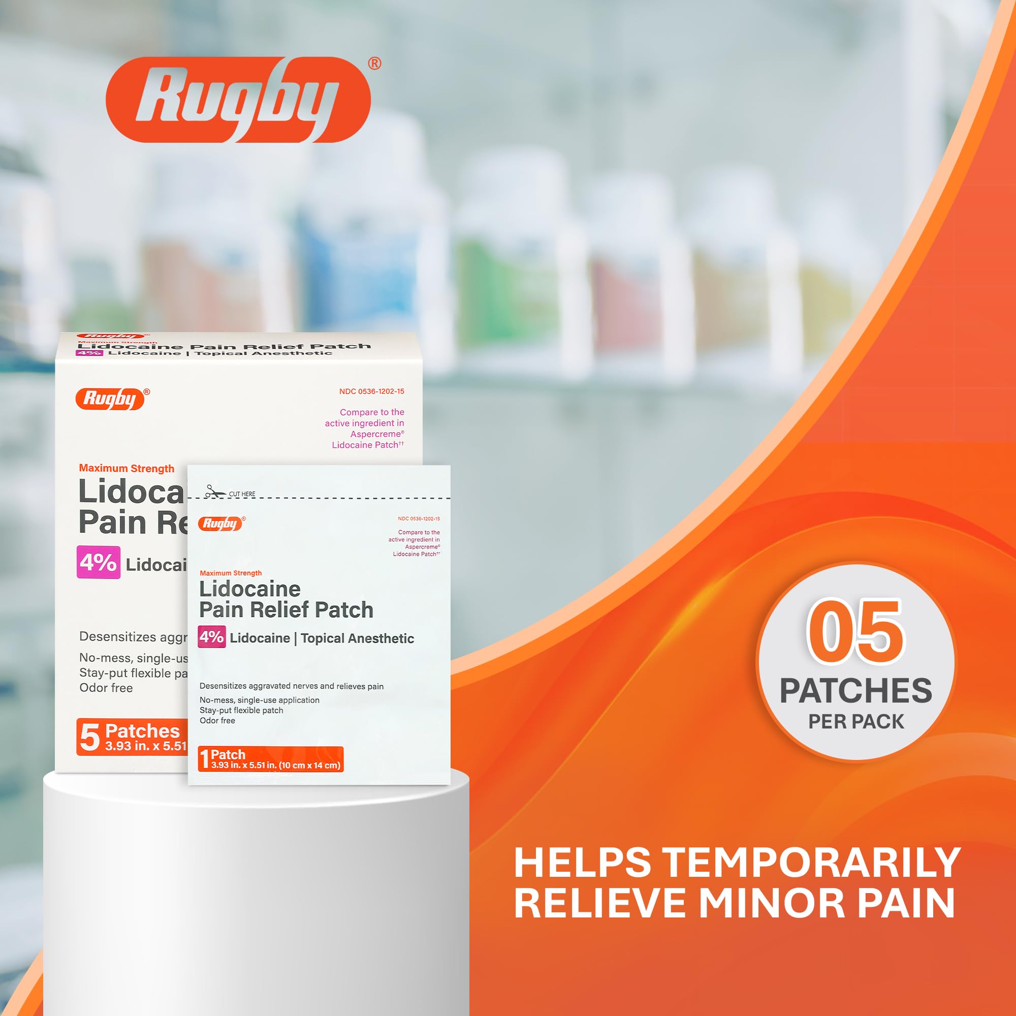 Snapklik.com : Rugby Maximum Strength 4% Lidocaine Pain Relief Patch ...