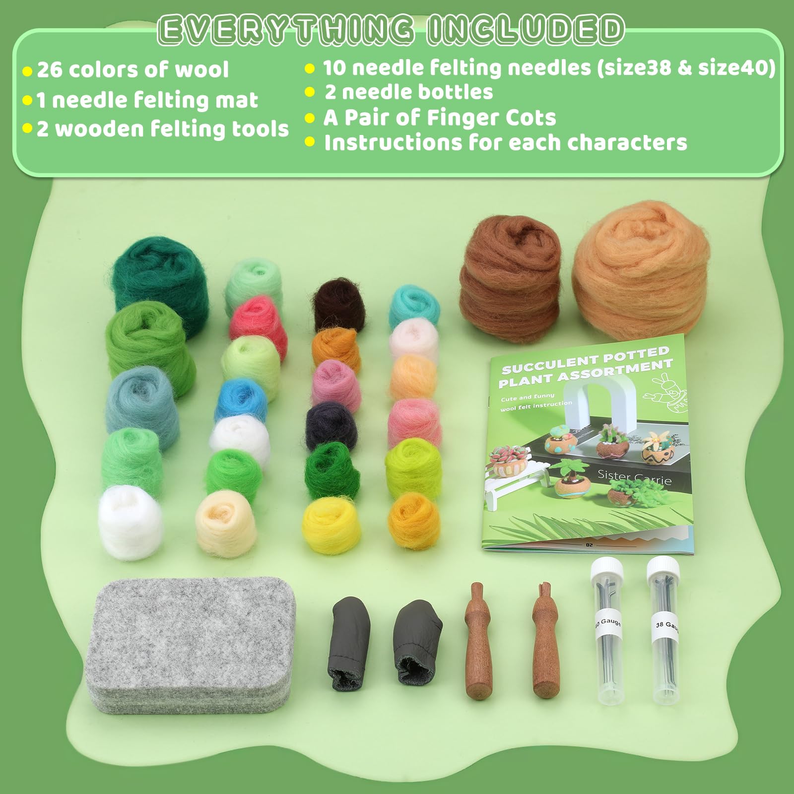 Snapklik.com : Needle Felting Kit, 6 PCS Succulent Felting Kit For ...