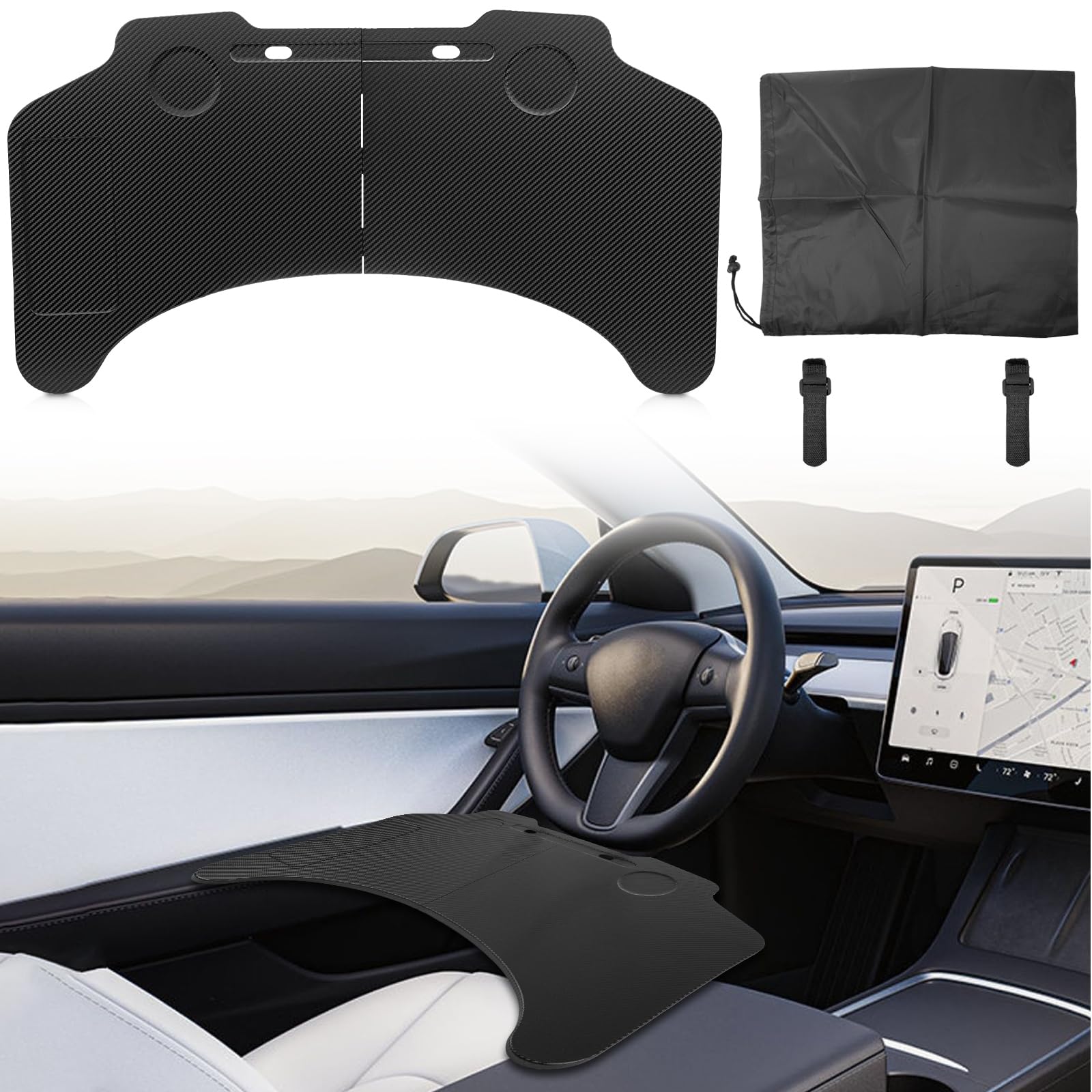 Snapklik.com : Partol Foldable Tray For Tesla Model 3 Model Y, Carbon ...