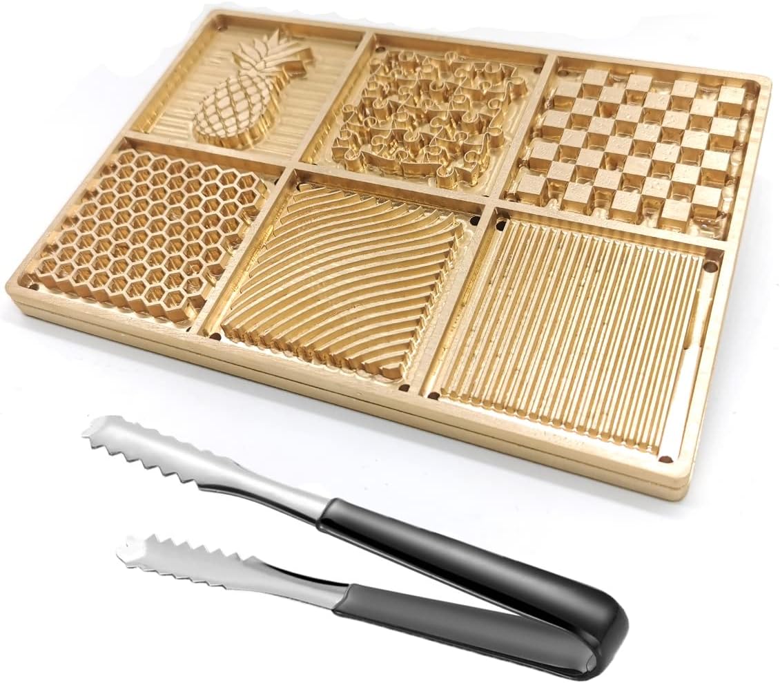 Amazon.com: Brass Ice Cube Stamp Tray Custom Ice Plate for Cocktails ...