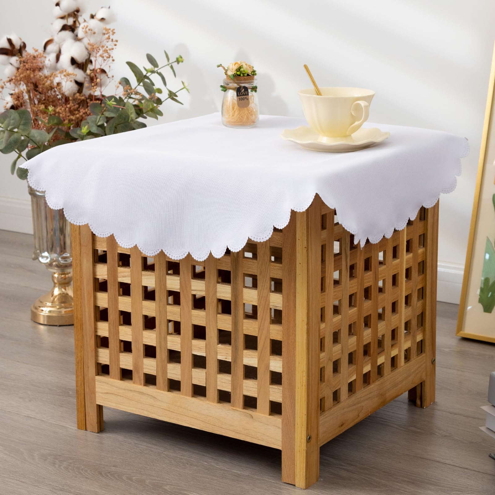 Amazon.com: YZKITM Small Round White Tablecloth 24 Inch Polyester ...