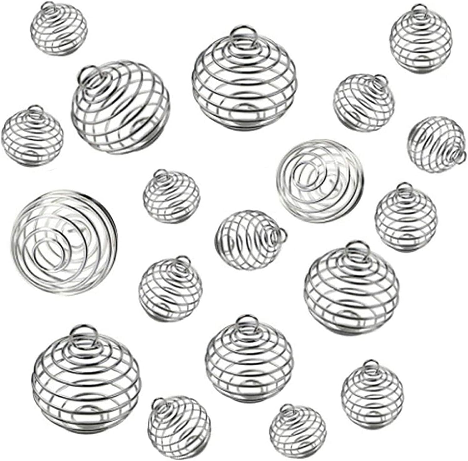 Spiral Bead Cages Pendants,30 Pcs Silver Plated Spiral Bead Cages ...