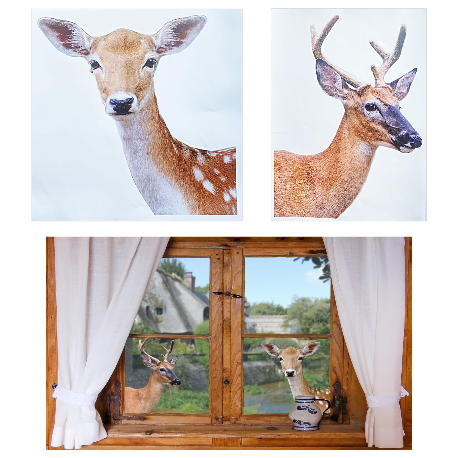Amazon.com: 2 Pcs Funny Deer Wall Decal Sika Deer Window Stickers Cute ...