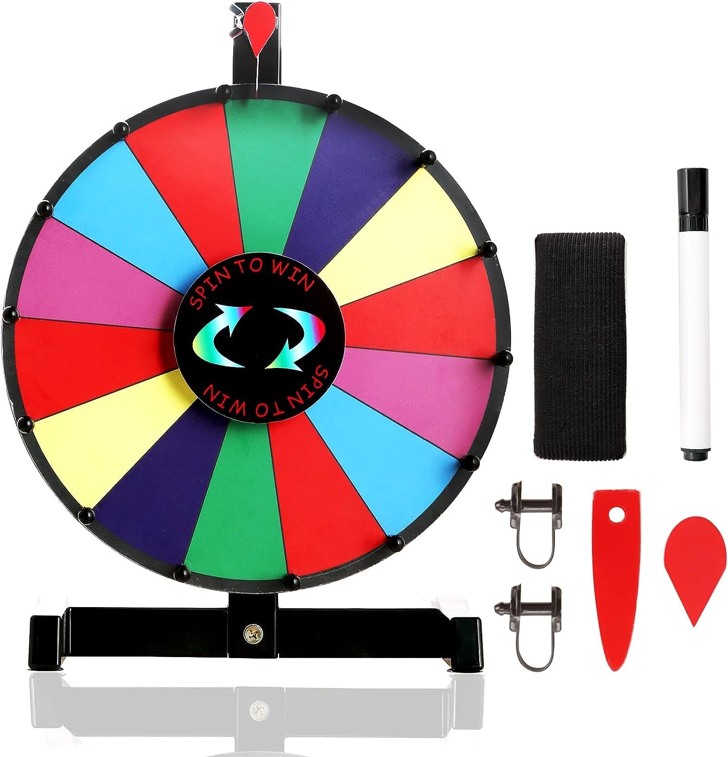 PRUNkuar 18 inch Spinning Prize Wheel, Heavy Duty Base with 14 Color ...