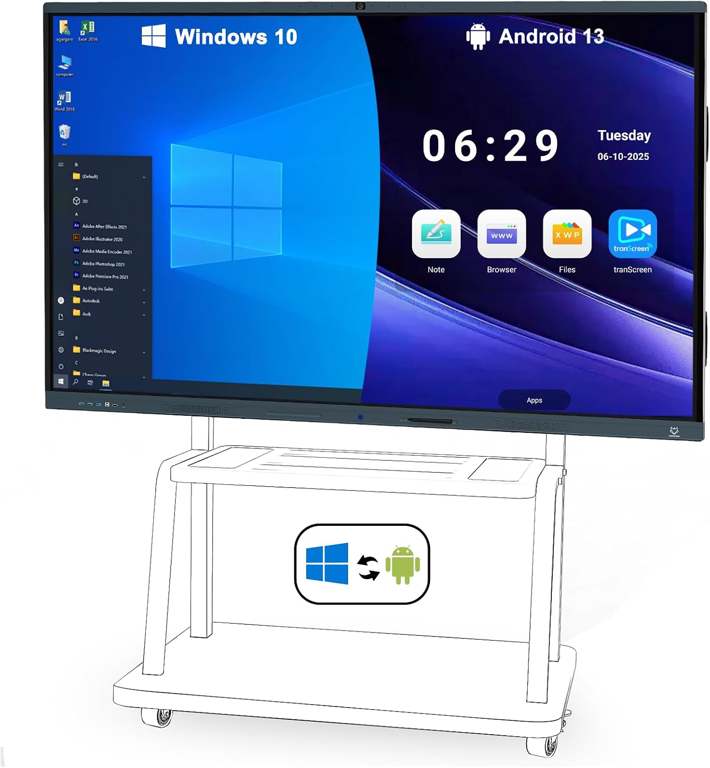 86 Inch Interactive Whiteboard, 4K Touch Screen All in One Computer for ...