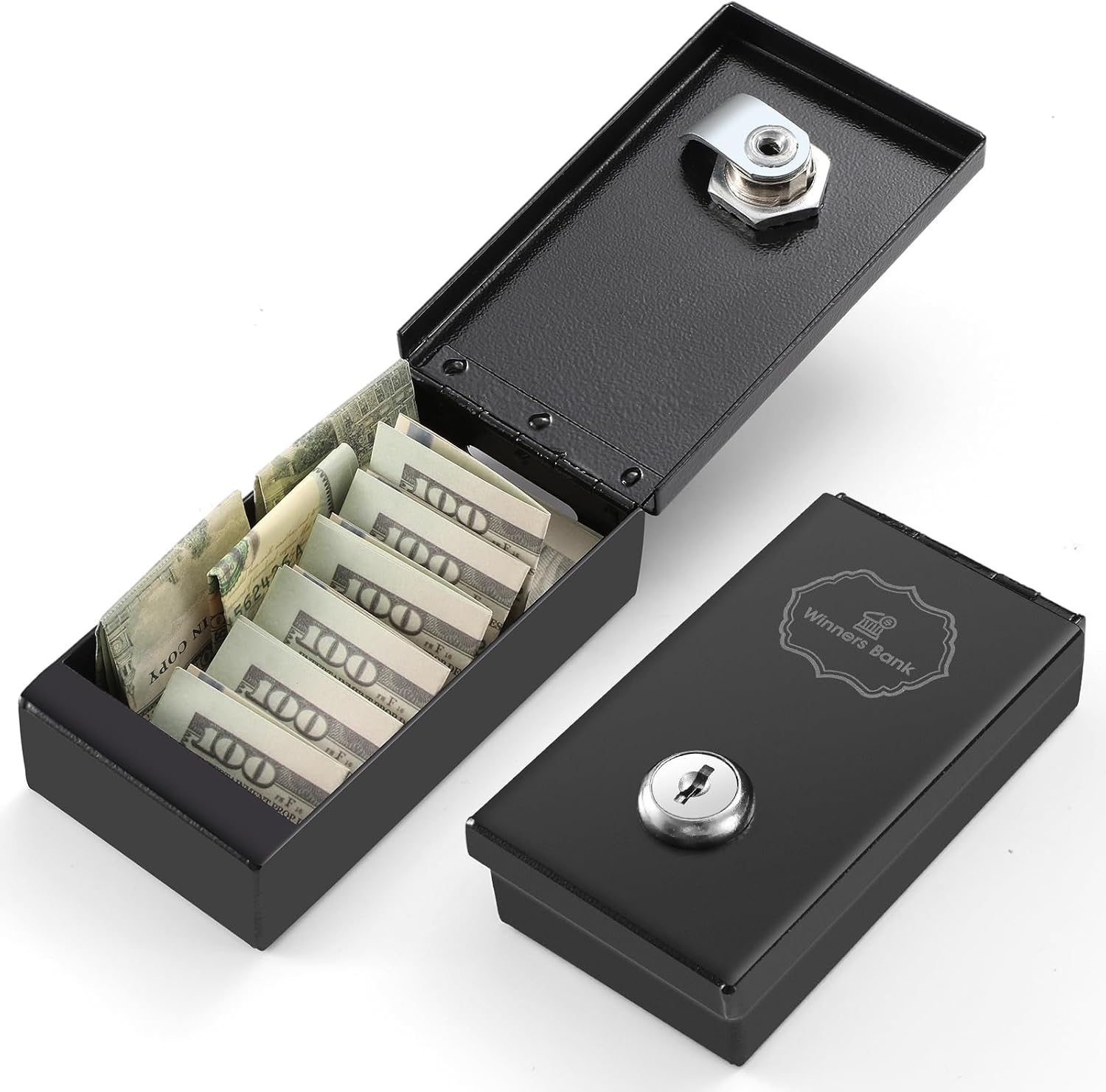 Amazon.com: Portable Metal Cash Box – Lockable Mini Safe for Casino ...