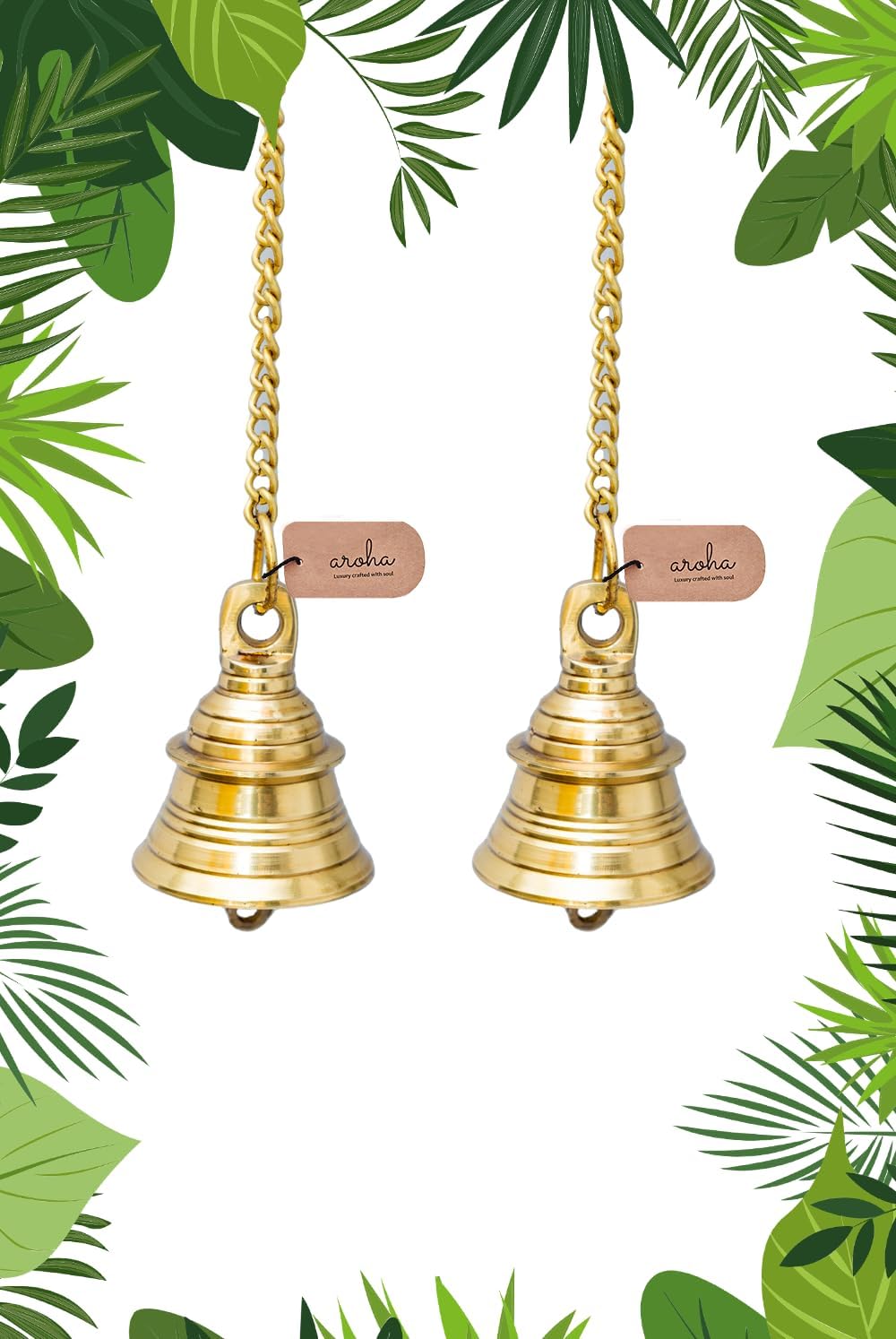 Two Moustaches Ethnic Indian Handcrafted Brass Temple Hanging Bell with ...