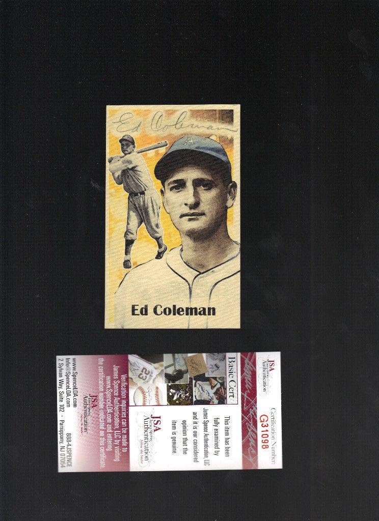 Ed Coleman Philadelphia A's signed autographed Art Card - JSA Certified ...