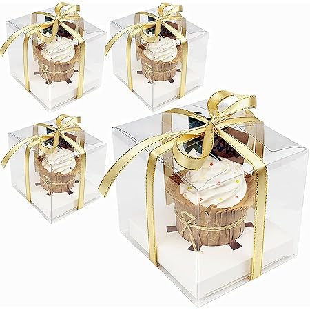 Pack of 25 Clear Cupcake Boxes for 1 Cupcake with Clear Incert : Amazon ...