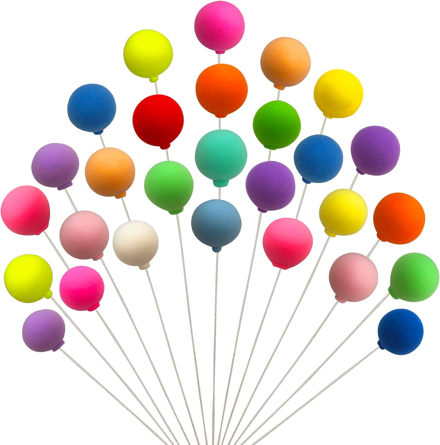 Amazon.com: 40pcs Balloon Pick Cake Cupcake Toppers Round Shape ...