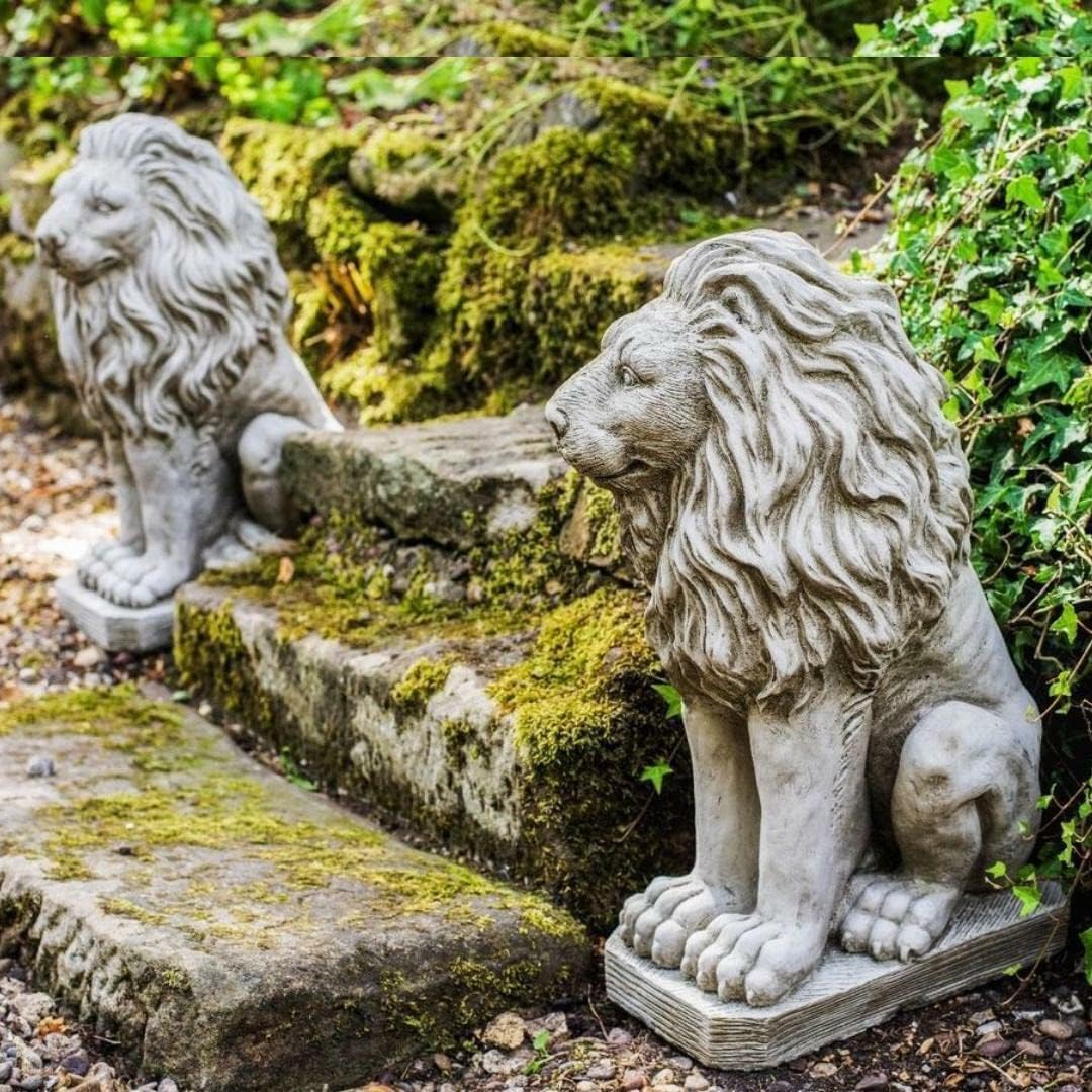 African Lions Stone Garden Statues : Amazon.co.uk: Garden