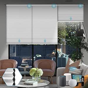Amazon.com: SmartWings Motorized Cellular Shades,100% Blackout Honeycomb Blinds Compatible with ...