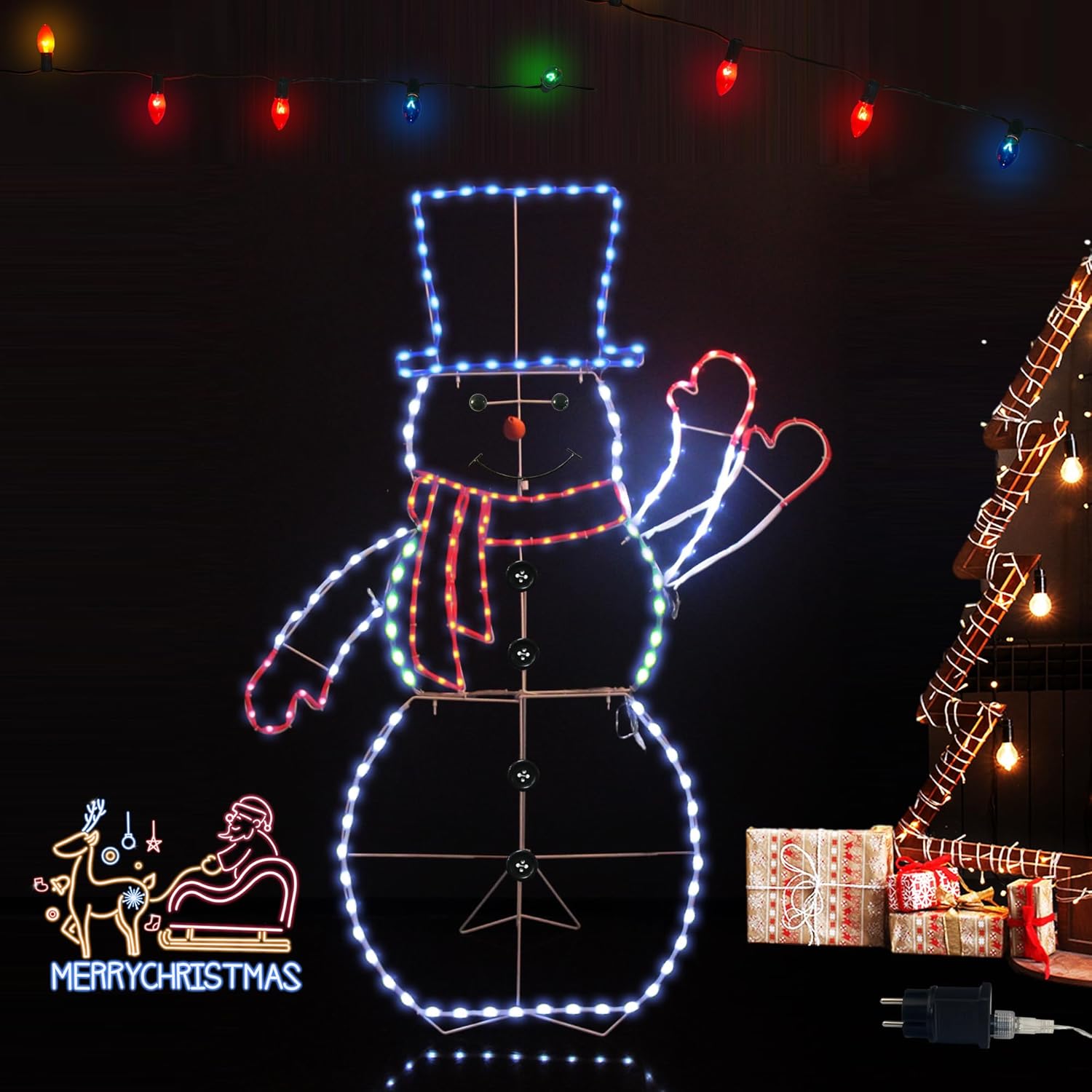 Amazon.com: Pete Mici 5FT 187 LED Snowman Light,Colorful Neon Light ...