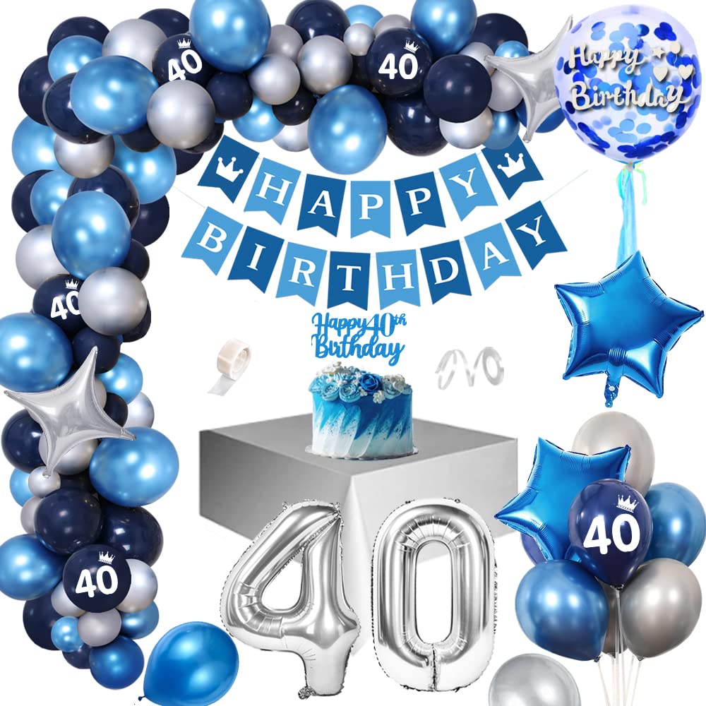 Buy 40th Birthday Party Decorations Men,Royal Blue Balloon Arch Kit ...