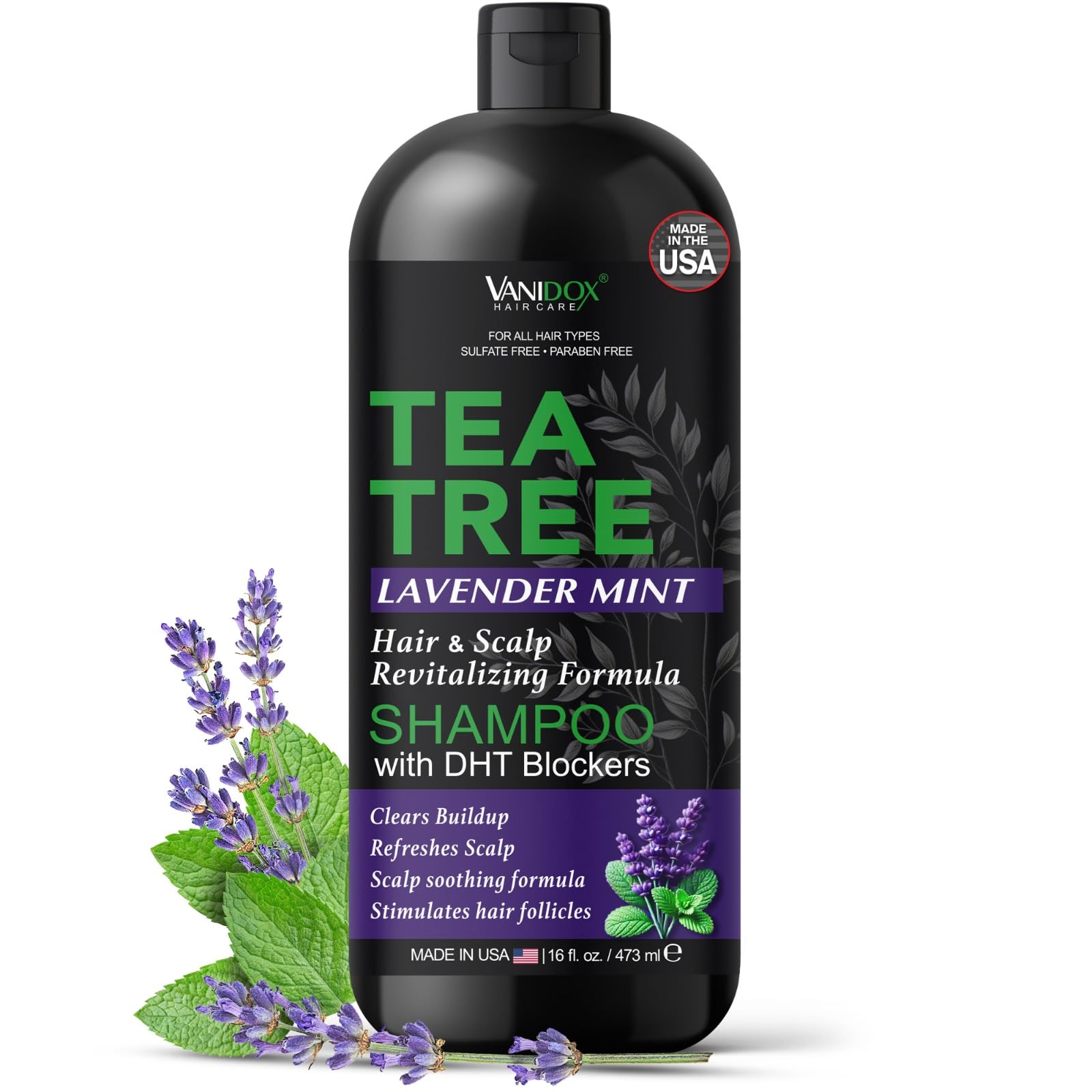 Amazon.com : VANIDOX Tea Tree Lavender Mint Shampoo with 100% Pure Tea ...