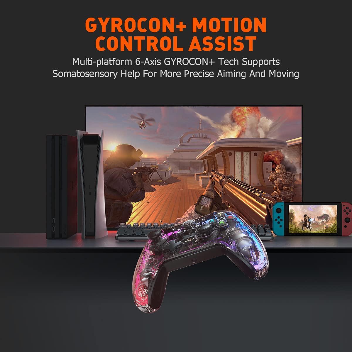 Buy BIGBIG WON Wired Rainbow Game Controller for PC/Nintendo Switch,PS4 ...