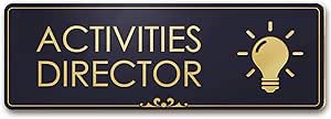 Amazon.com: Activities Director Sign Funny Desk Gifts Sign, Black/Gold ...
