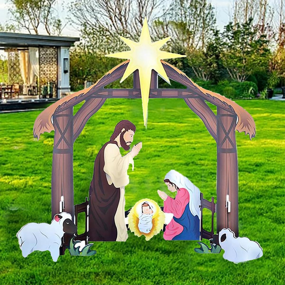 Amazon.com: HEDIROLL Outdoor Nativity Scene, 27.5'' Yard Weatherproof ...