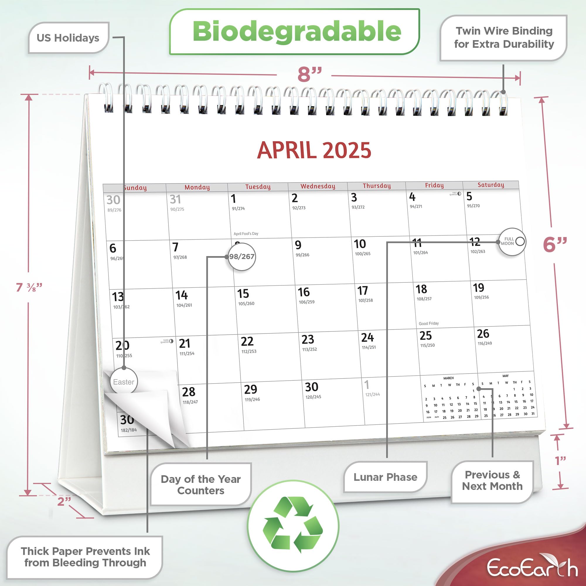 Snapklik.com : Biodegradable - 8x6 Inch - 12-Month Standing Desk ...