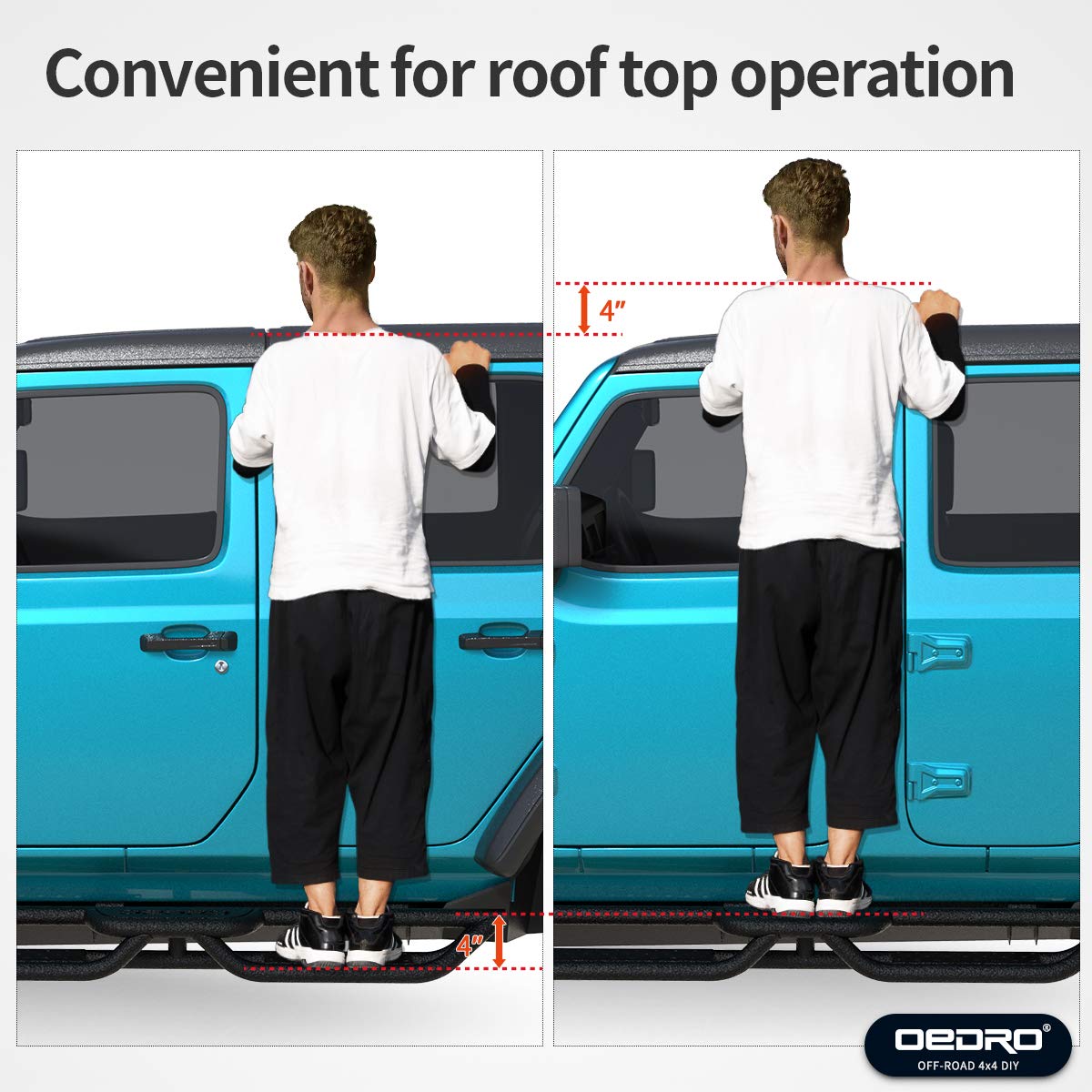 OEDRO Running Boards with Two Stairs Design All-Steel Build, Bolt-on ...