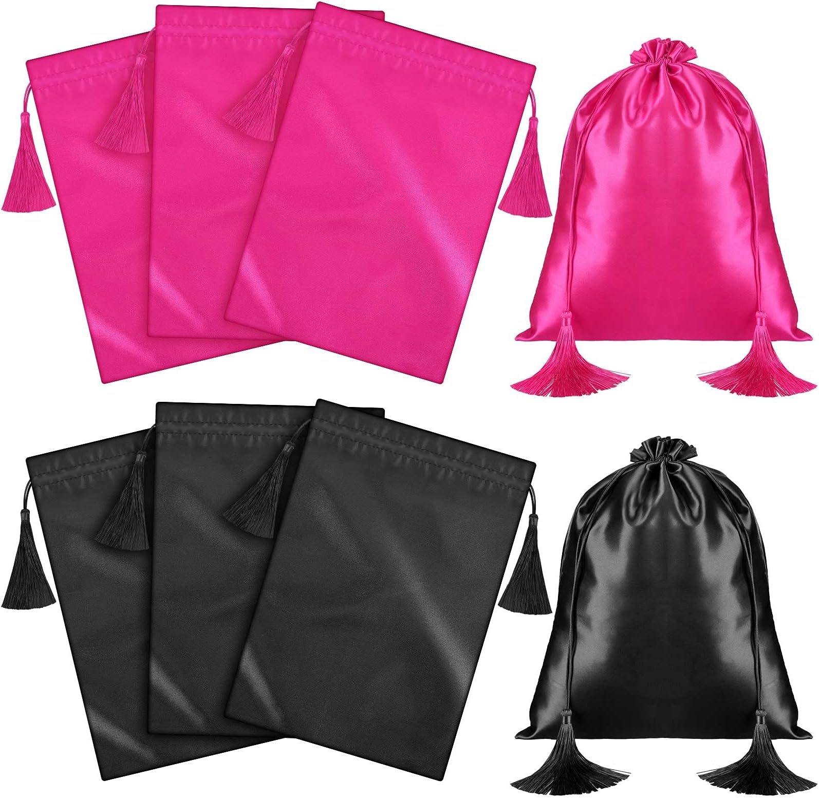 Amazon.com : GONGKANGYUAN 12 Pcs Satin Wig Bags with Drawstring Satin ...