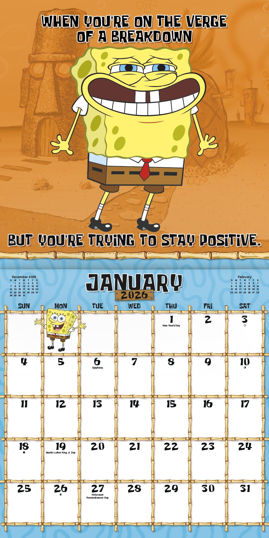 Snapklik.com : SpongeBob Squarepants Calendar 2026 - Deluxe 2026 ...