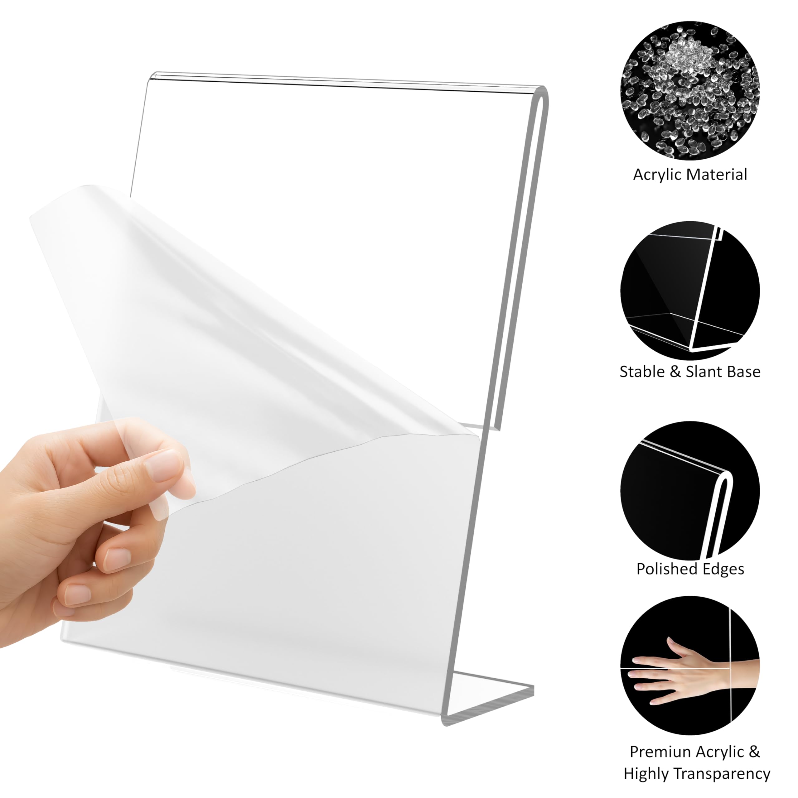 Snapklik.com : Acrylic Sign Holder 8.5x11 Inches 5 Pack, L Shape Clear ...