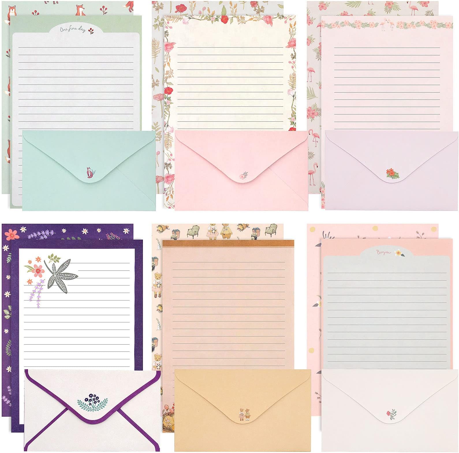 KSIWRE Stationary Paper and Envelopes Set, 36 PCS Lined Stationary ...