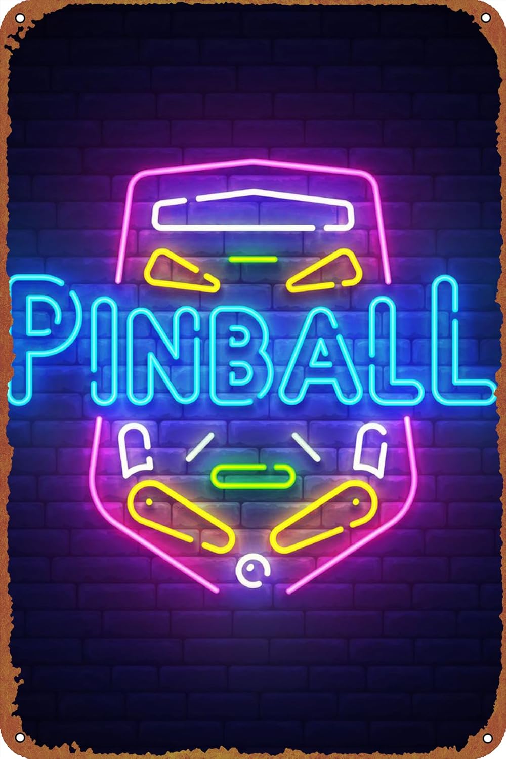 Amazon.com: Pinball Decor Neon Gaming Tin Sign Retro Metal Movie Poster ...