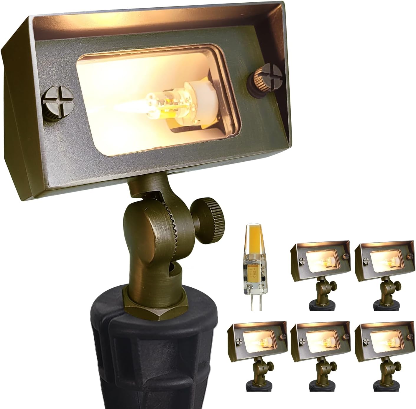 COLOER Brass Small Rectangular Flood Lights Outdoor 6 Pack with 2W ...