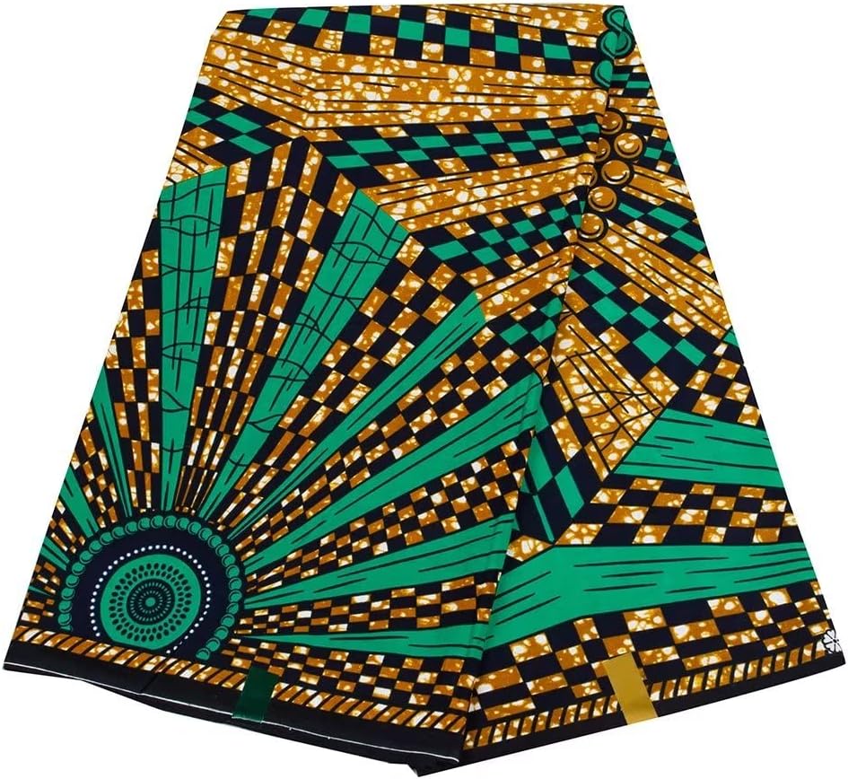 Amazon.com: African Fabric 100% Cotton Ankara Wax Print Fabric 6 Yards ...